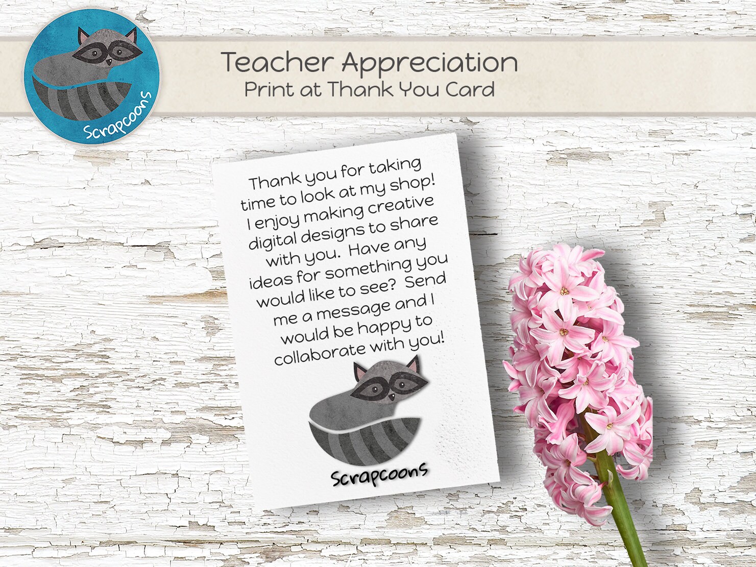 Teacher Appreciation Card Print at Home With Red Apple Design Thank ...