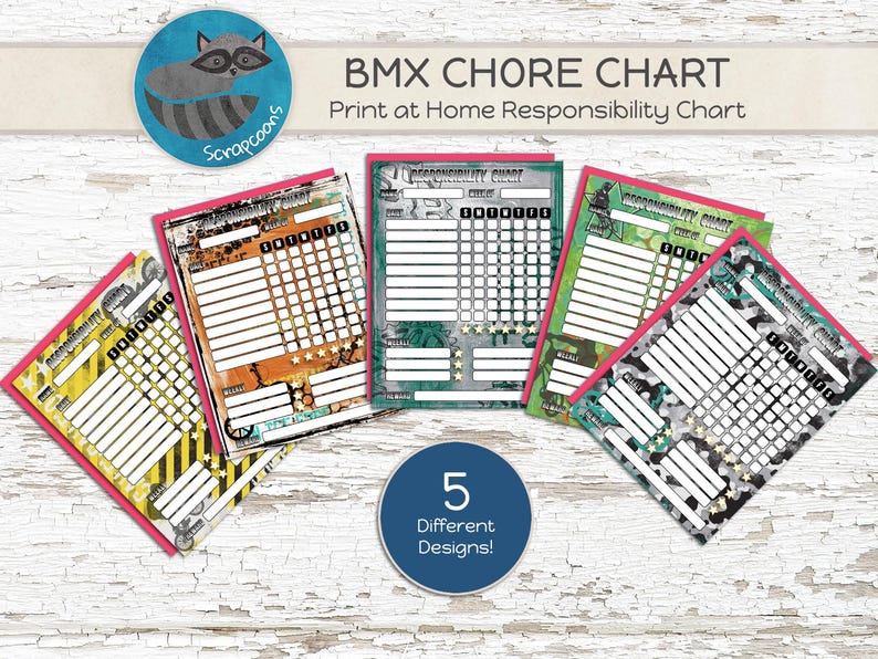 BMX Chore Chart for Kids Digital Download - Etsy