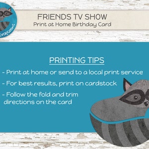 Friends TV Show Birthday Card and Envelope, Print at Home Greeting Card ...