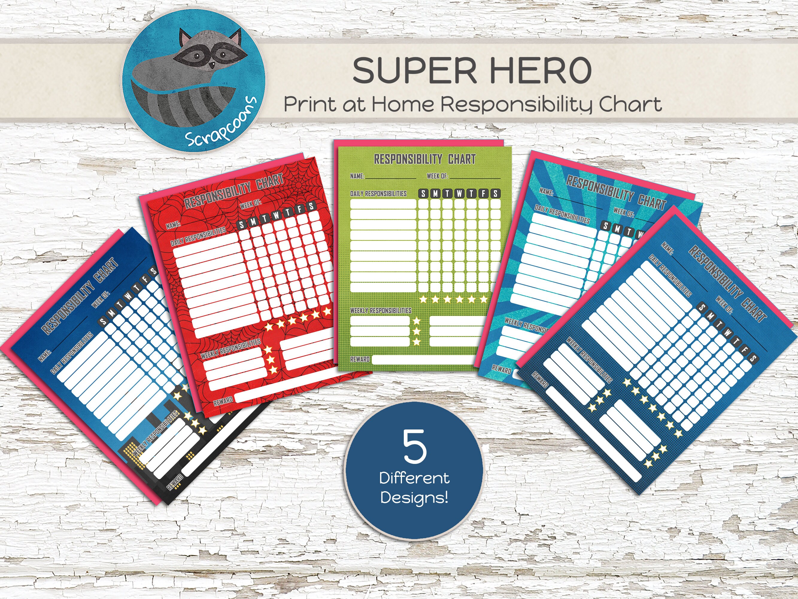 Superhero Chore Chart for Kids Digital Download - Etsy