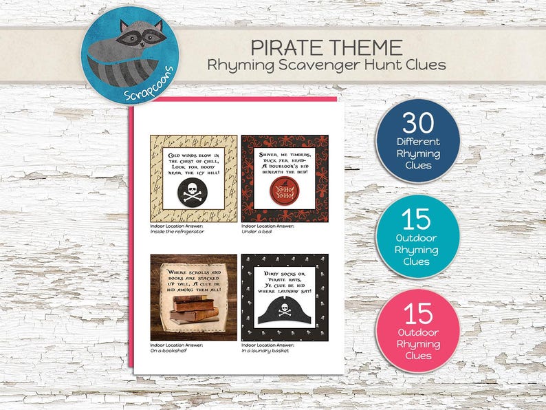 Pirate Treasure Hunt Game: 30 Rhyming Scavenger Clues (PDF Download) - Etsy