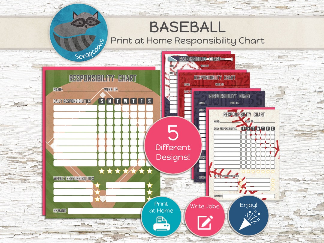 Baseball Chore Chart for Kids - Printable Responsibility Tracker ...