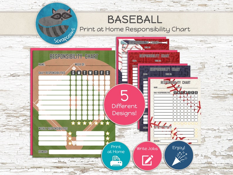 Baseball Chore Chart Printable for Kids - Sports Reward Tracker ...