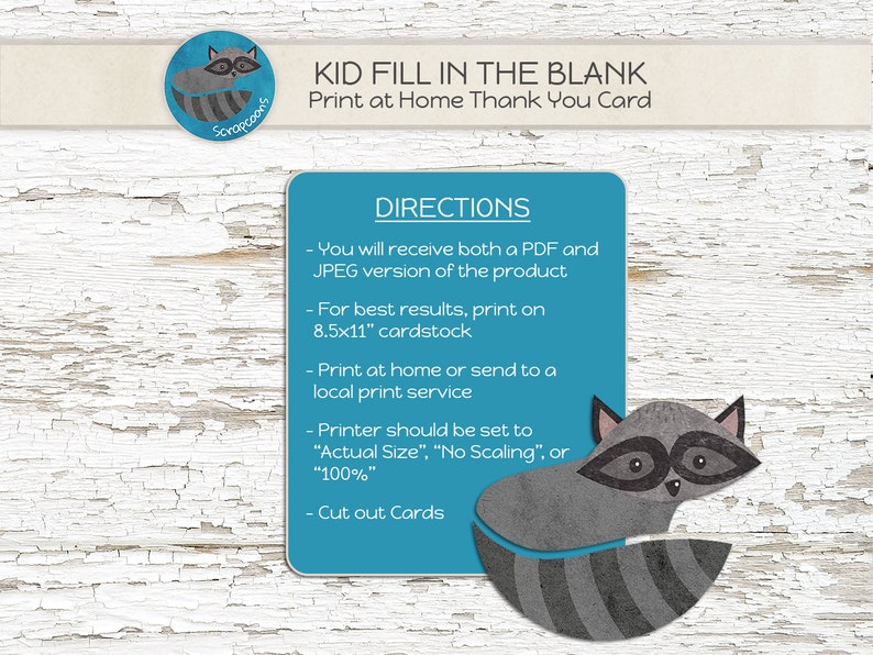 Sloth Fill in Thank You Card for Kids - Etsy