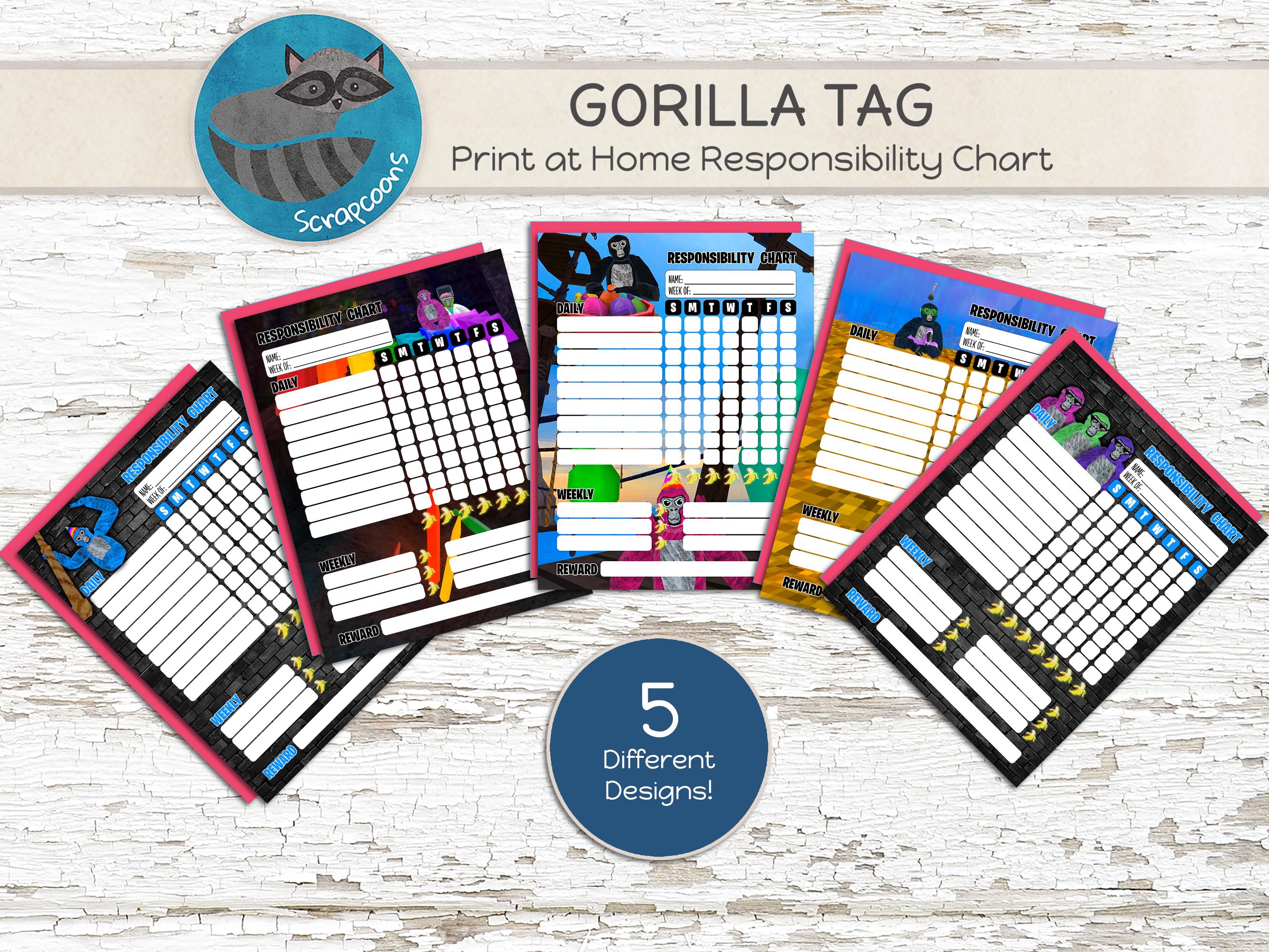 Gorilla Tag Chore Chart for Kids - Digital Download - Etsy