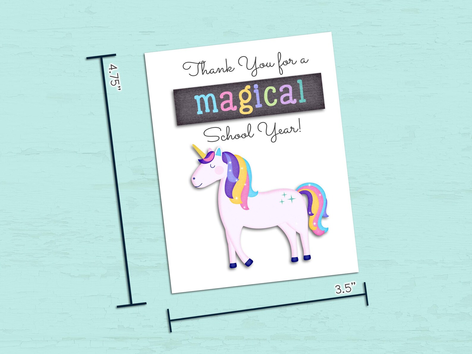 Teacher Appreciation Card Magical Unicorn School Year Thank You - Etsy
