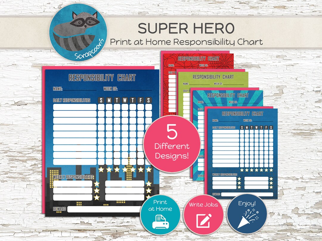 Superhero Chore Chart for Kids - Digital Download - Etsy