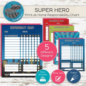Superhero Chore Chart for Kids - Digital Download - Etsy