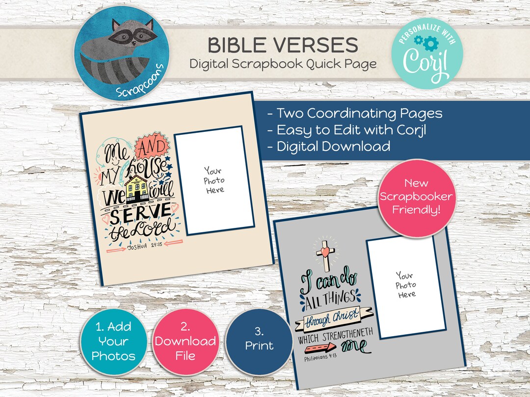 Bible Verse Digital Scrapbook Quick Page - Edit Template With Corjl - Etsy