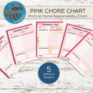 Adorable Pink Chore Chart for Kids - Etsy