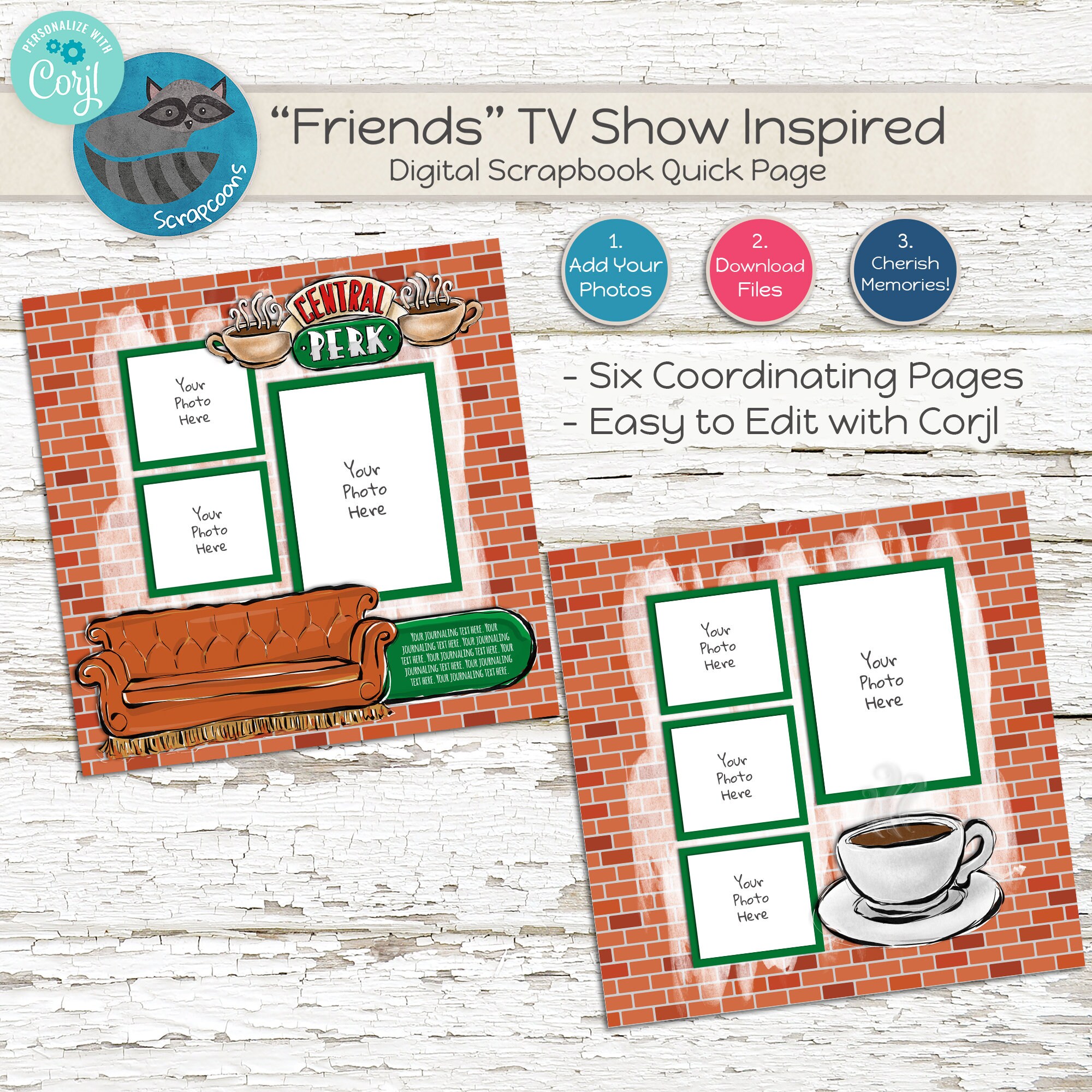 Friends TV Show Digital Download Scrapbook Quick Page, 12x12 Customize ...