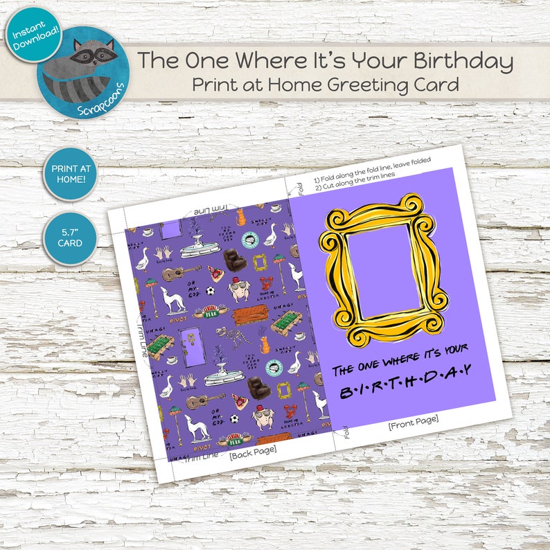 Friends TV Show Birthday Card Print at Home Greeting Card - Etsy