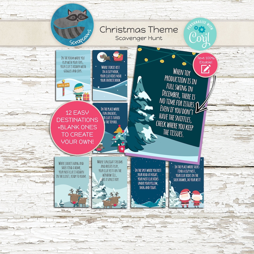 Christmas Treasure Hunt Game for Kids – Printable Rhyming Clues ...