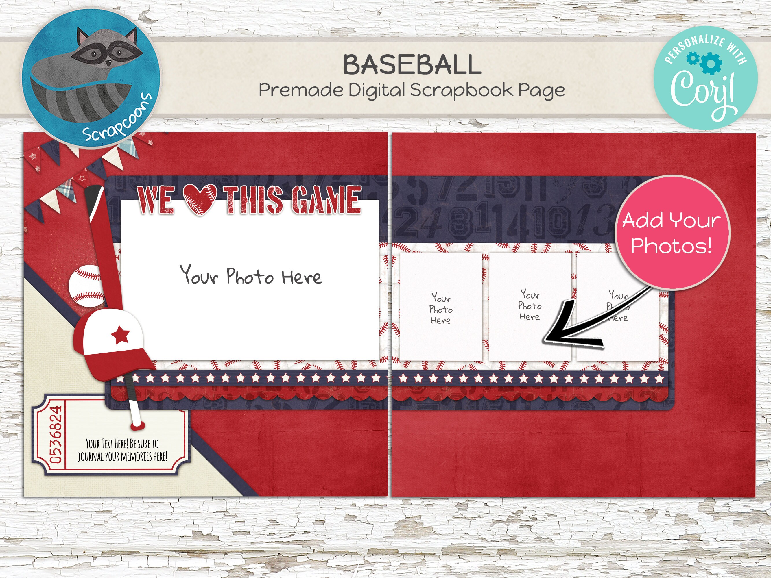 Baseball Scrapbook Double Layout - Etsy