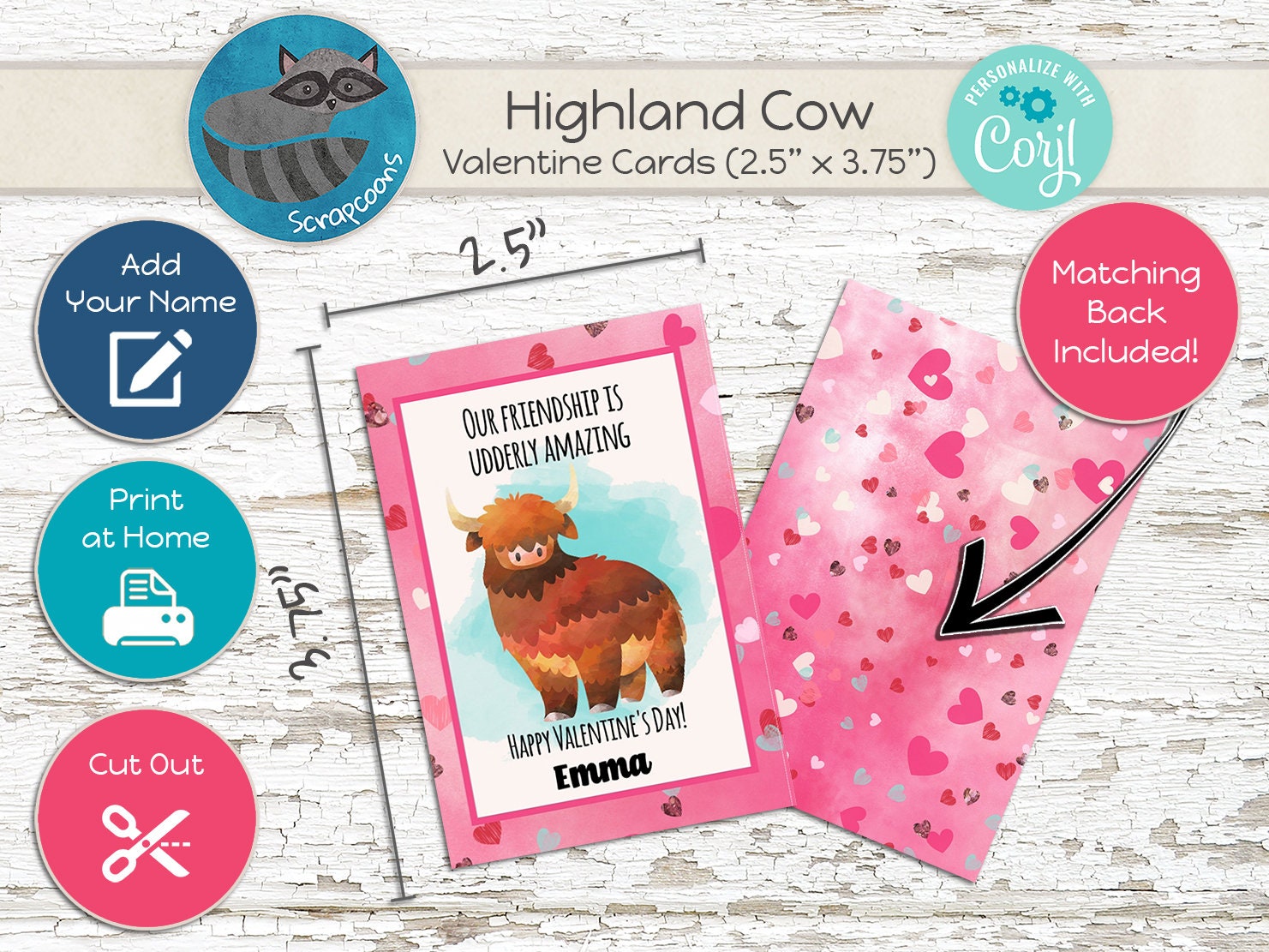 Adorable Highland Cow Valentine's Day Card Printable - Etsy