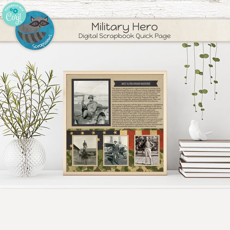Military Hero Themed Digital Scrapbook Pages - Etsy