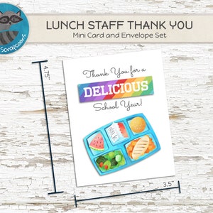 Printable Lunch Staff Thank You Card With Envelope – End of Year School ...