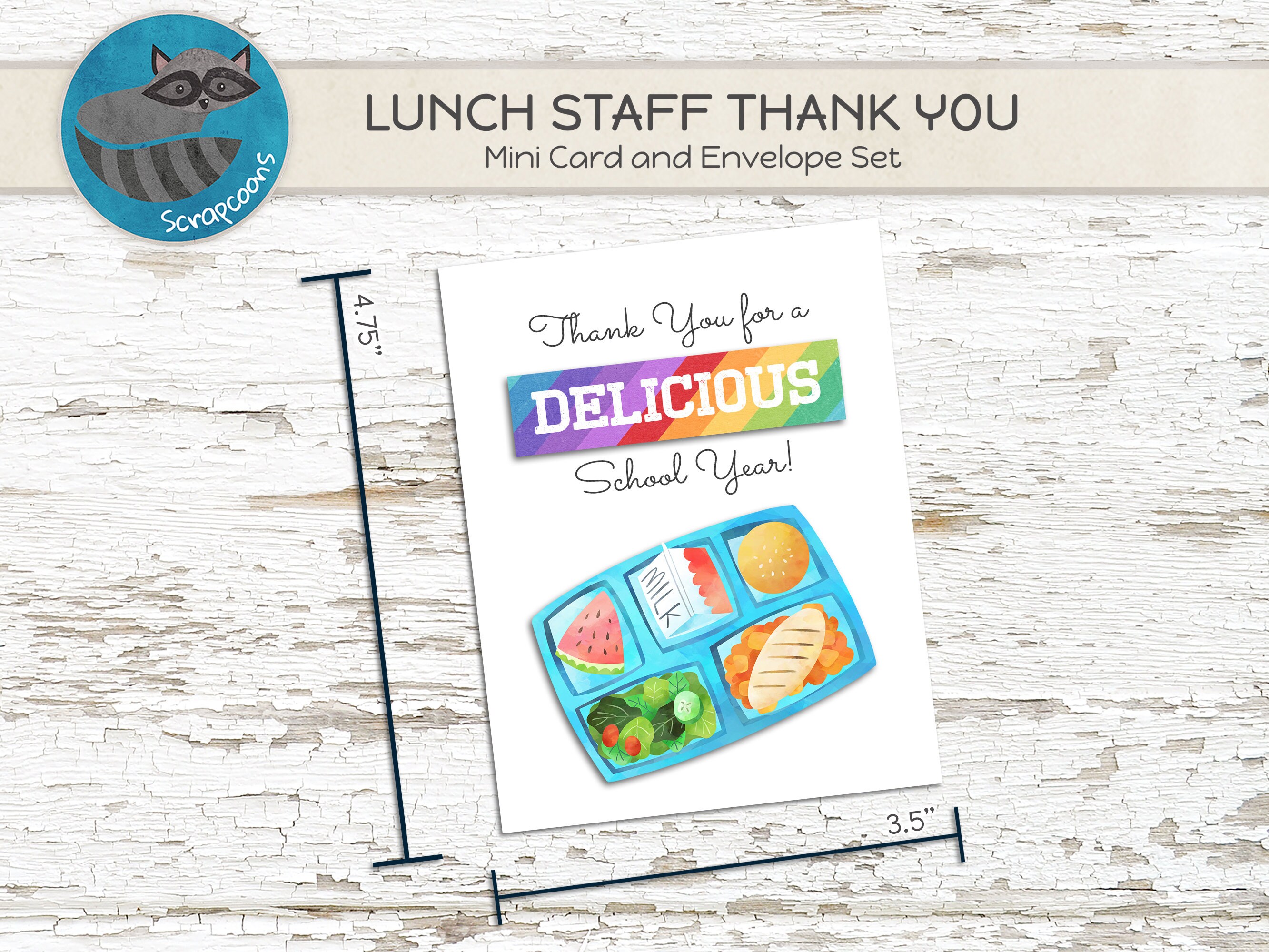 Printable Lunch Staff Thank You Card With Envelope – End of Year School ...