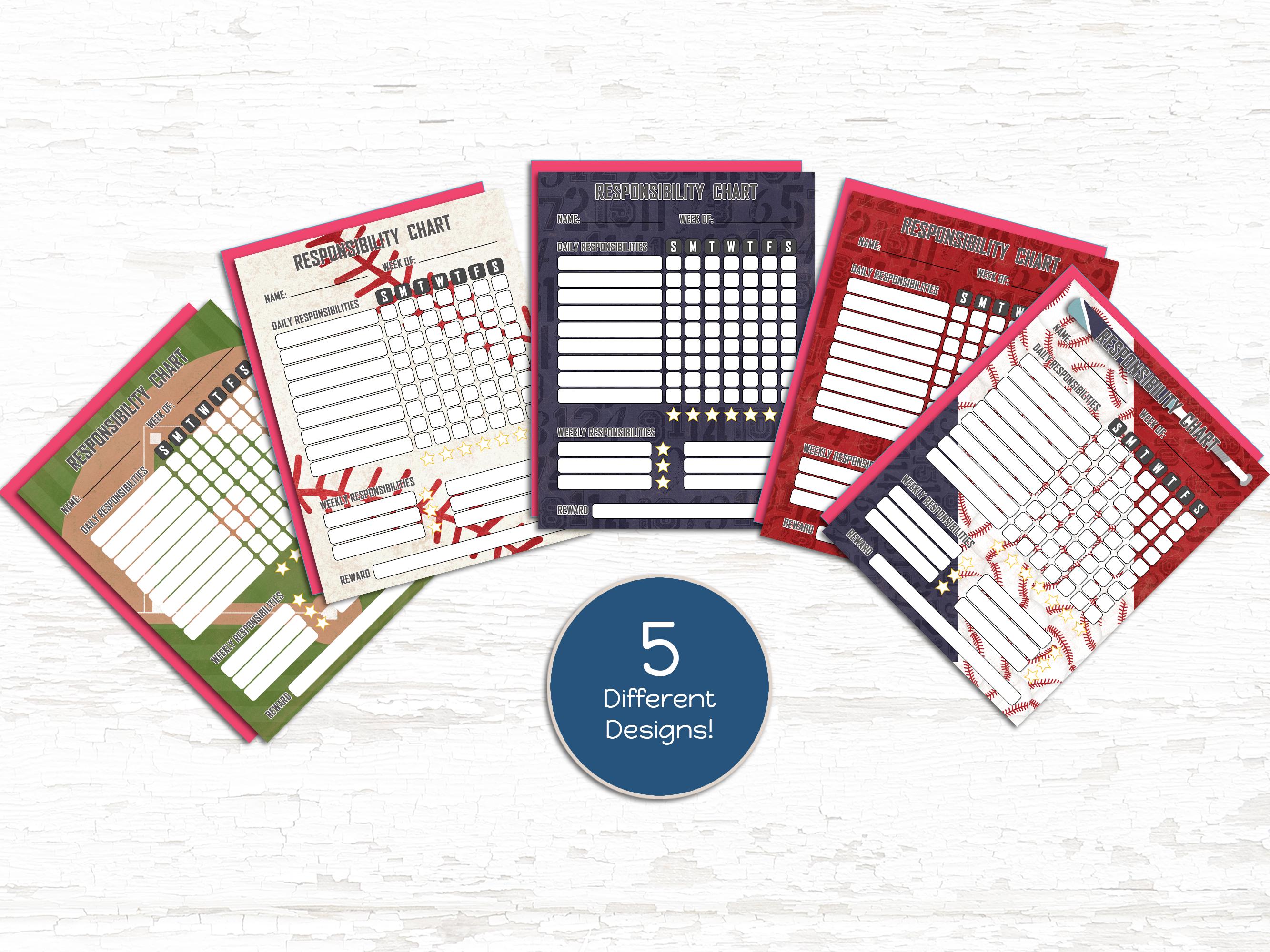 Baseball Chore Chart for Kids: Editable Daily Routine PDF Tracker - Etsy