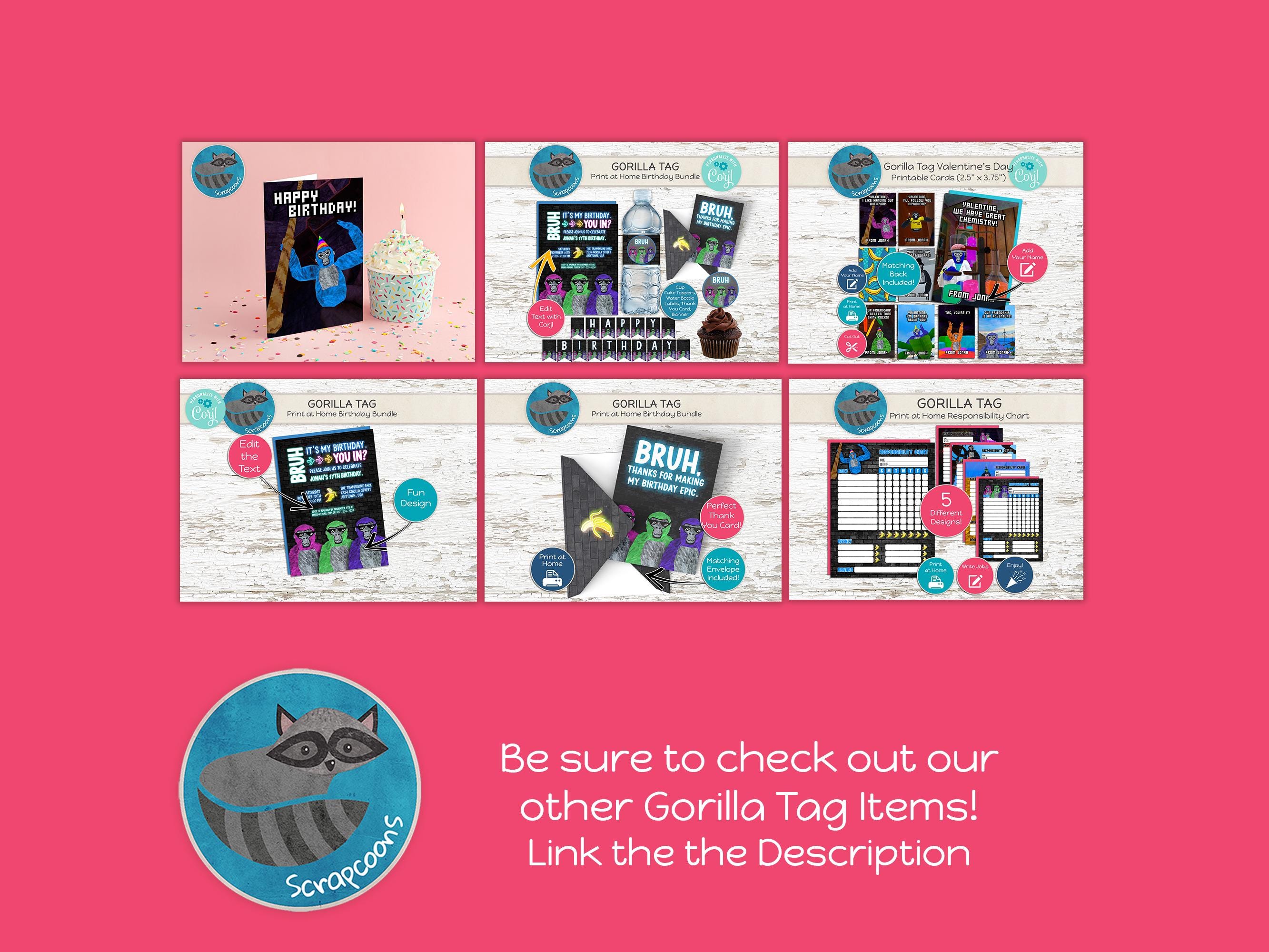 Gorilla Tag Themed Party Favor Tags - Printable and Ready to Print at ...