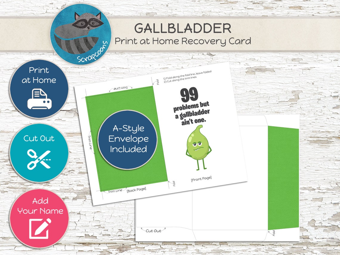 Gallbladder Surgery, Card and Envelope Printable - Etsy