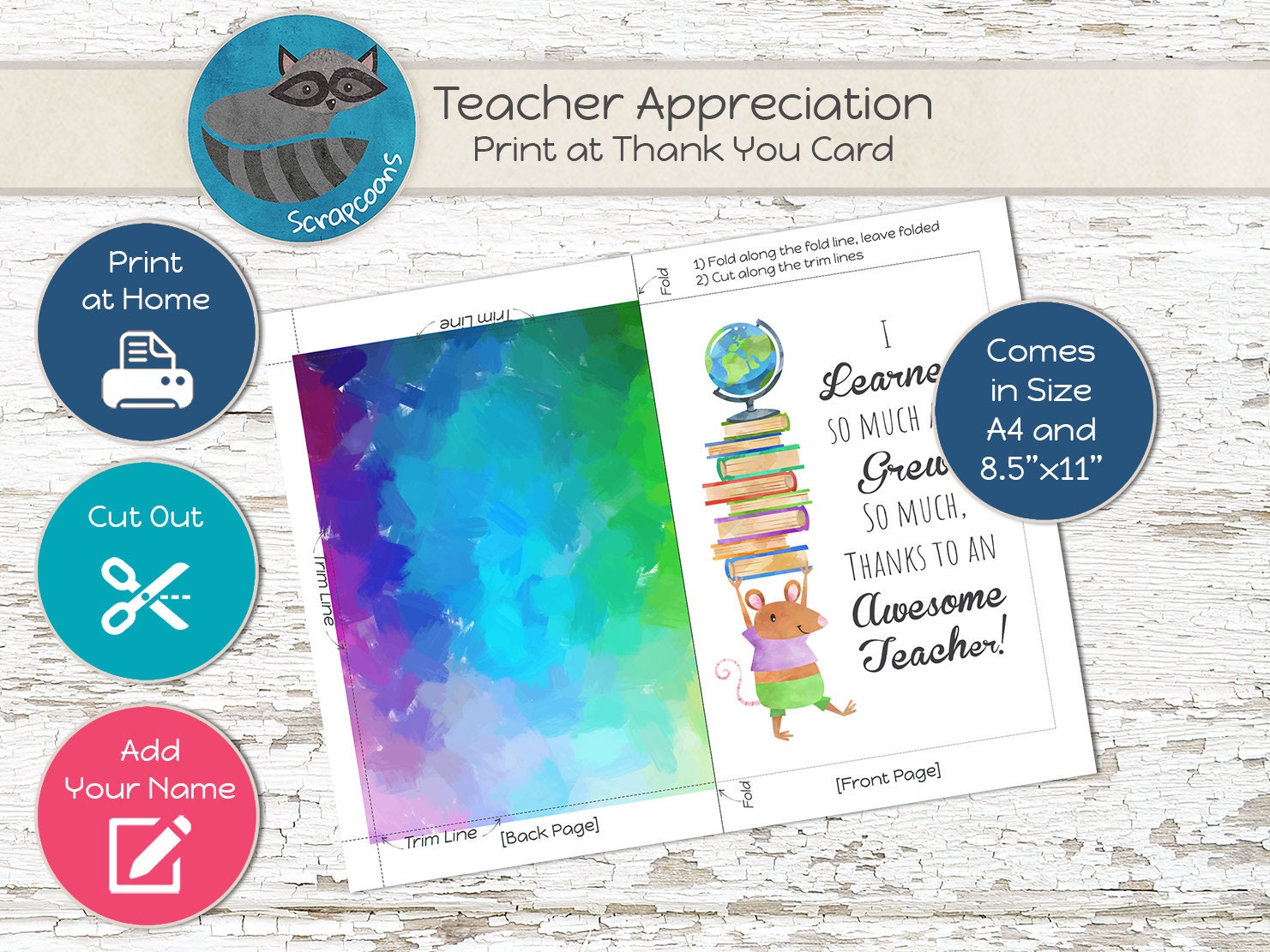 Teacher Appreciation Card, Printable Elementary Teacher Gift - Etsy