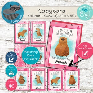 Capybara Valentine's Day Card Printable - Etsy