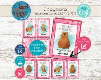 Printable Capybara Facts Valentine's Day Cards Classroom Valentine's ...