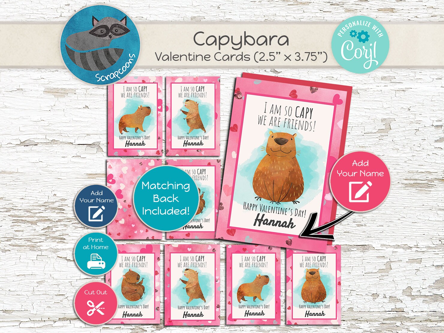 Capybara Valentine's Day Card Printable - Etsy