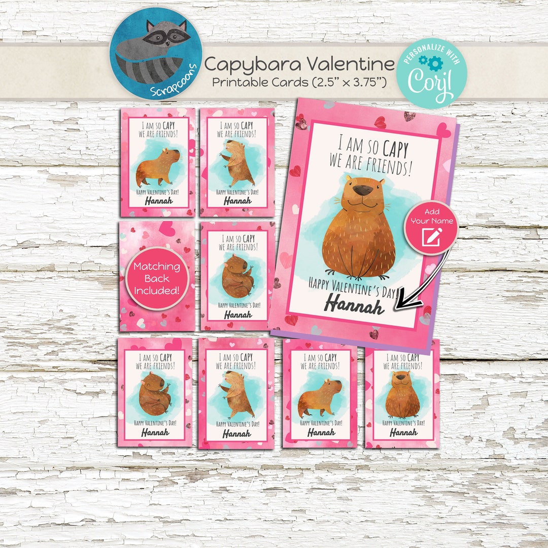 Capybara Valentine's Day Card Printable - Etsy