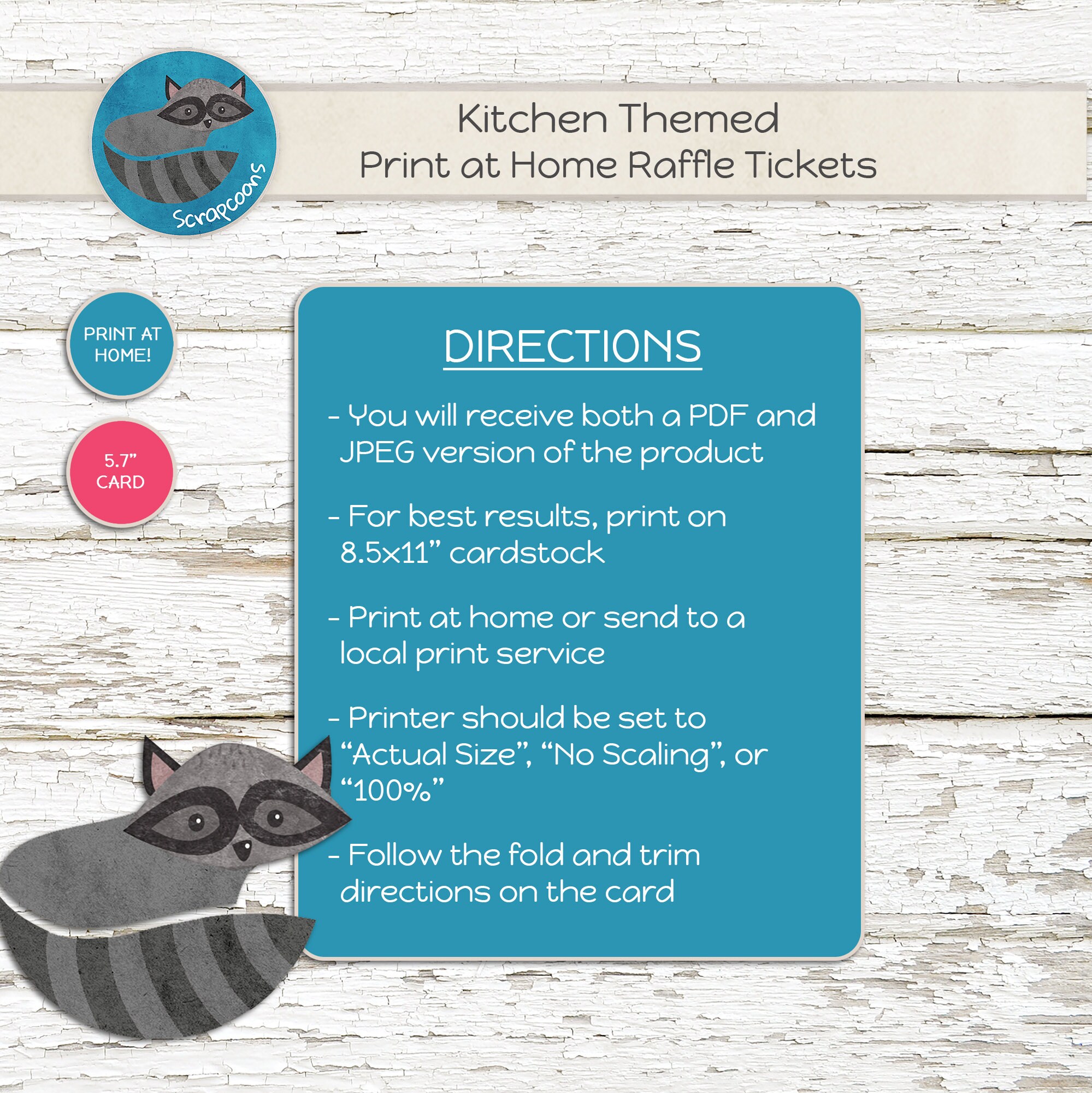 Raffle Ticket Printable, Kitchen Theme - Etsy