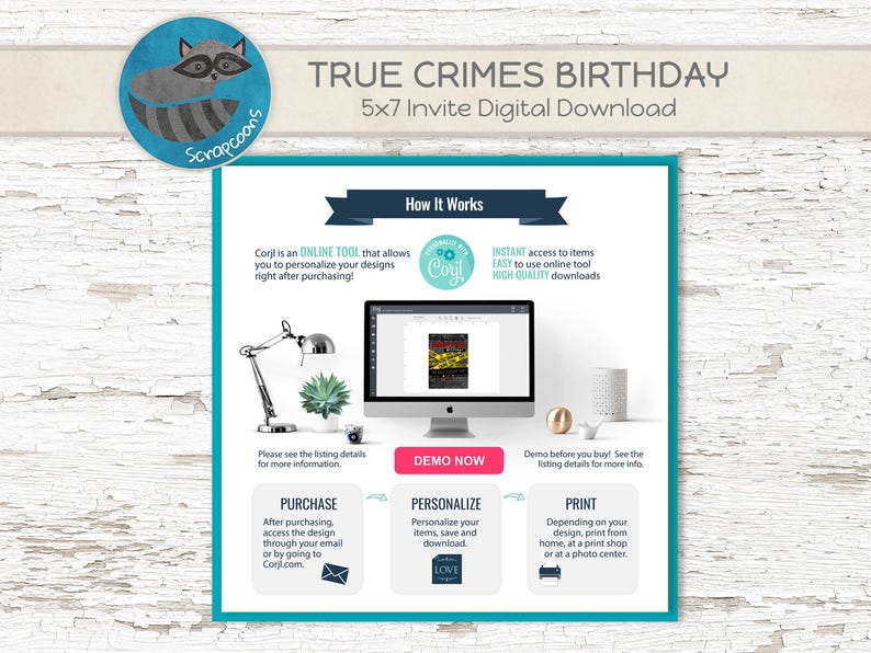 True Crime Birthday Invitation 5x7 - Editable Instant Download - Crime ...