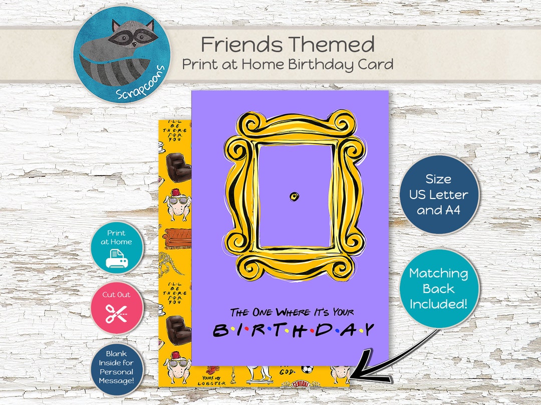 Friends TV Show Birthday Card, Print at Home Greeting Card - Etsy Portugal