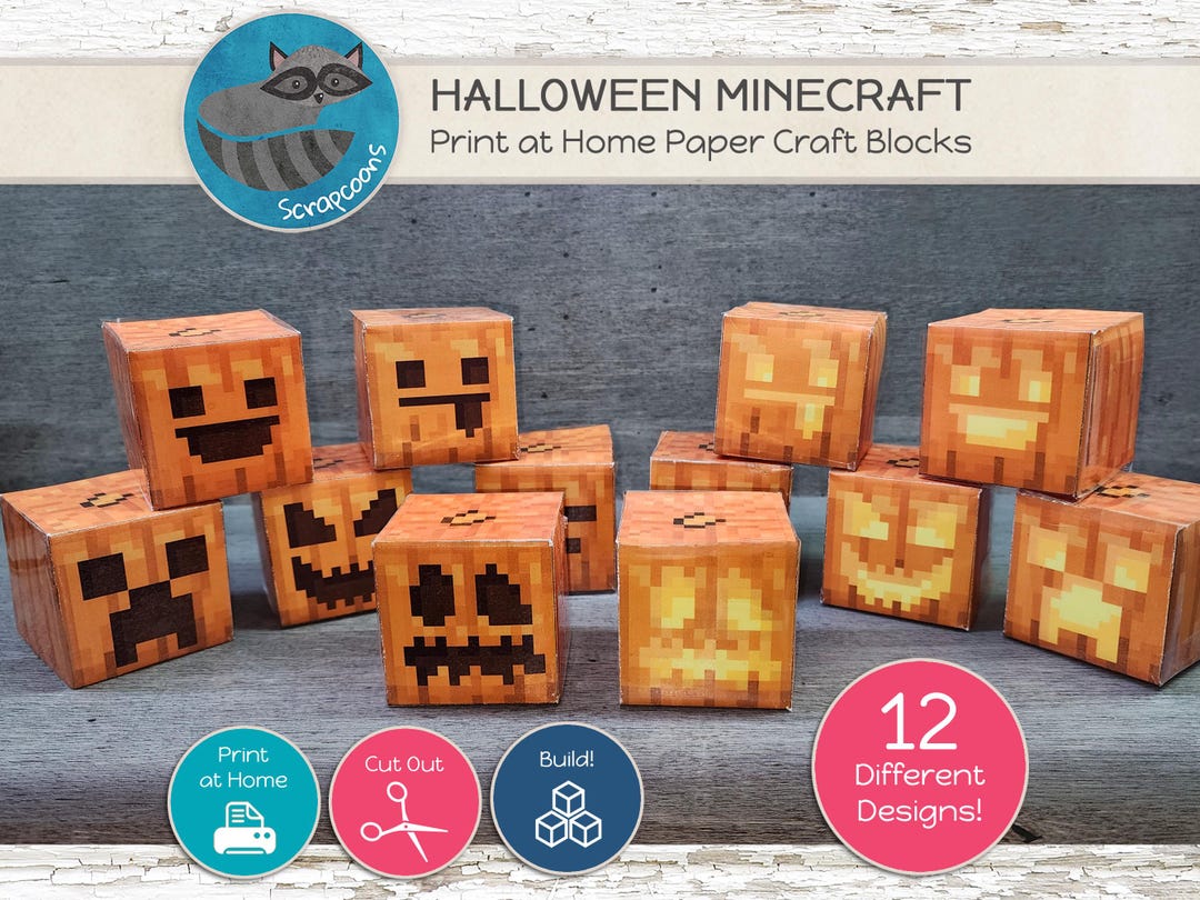 Halloween Pumpkin Blocks - A Minecraft Cut, Fold, and Craft Away! - Etsy