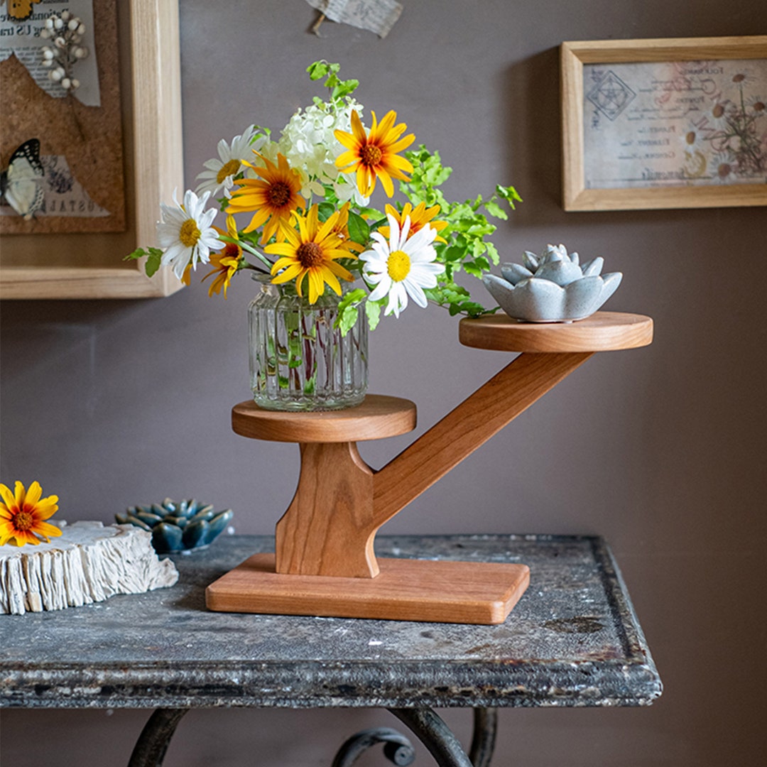 Wooden Plant Stands Indoor, Wood Table Rack, Handmade Display Shelf ...