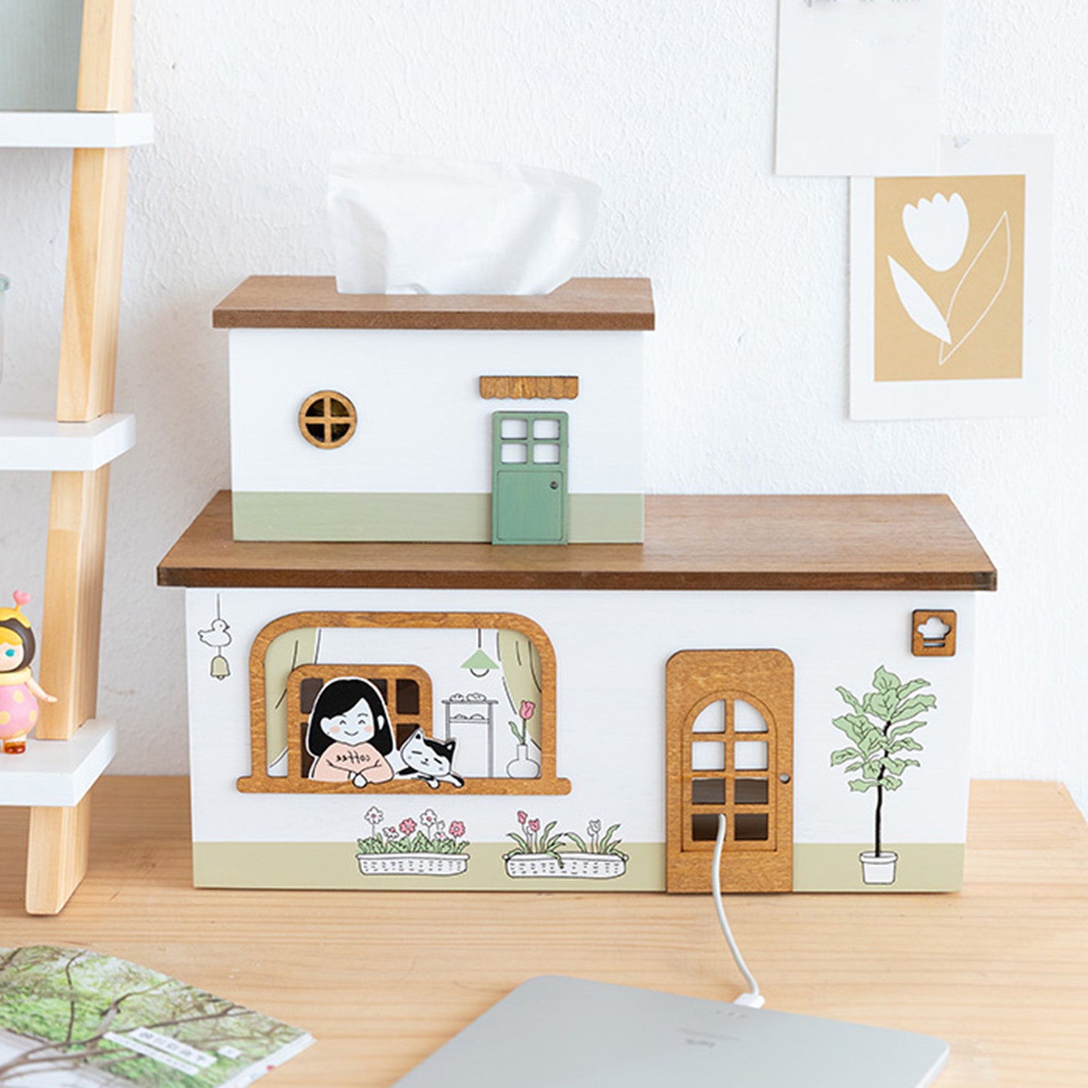 Cute House Tissue Box Cover Wood Tissue Box Rectangle Tissue - Etsy Canada