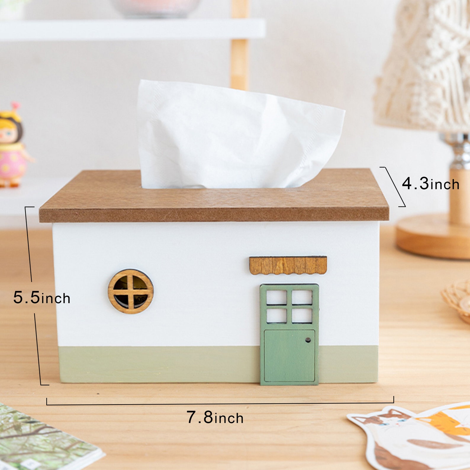 Cute House Tissue Box Cover Wood Tissue Box Rectangle Tissue - Etsy UK