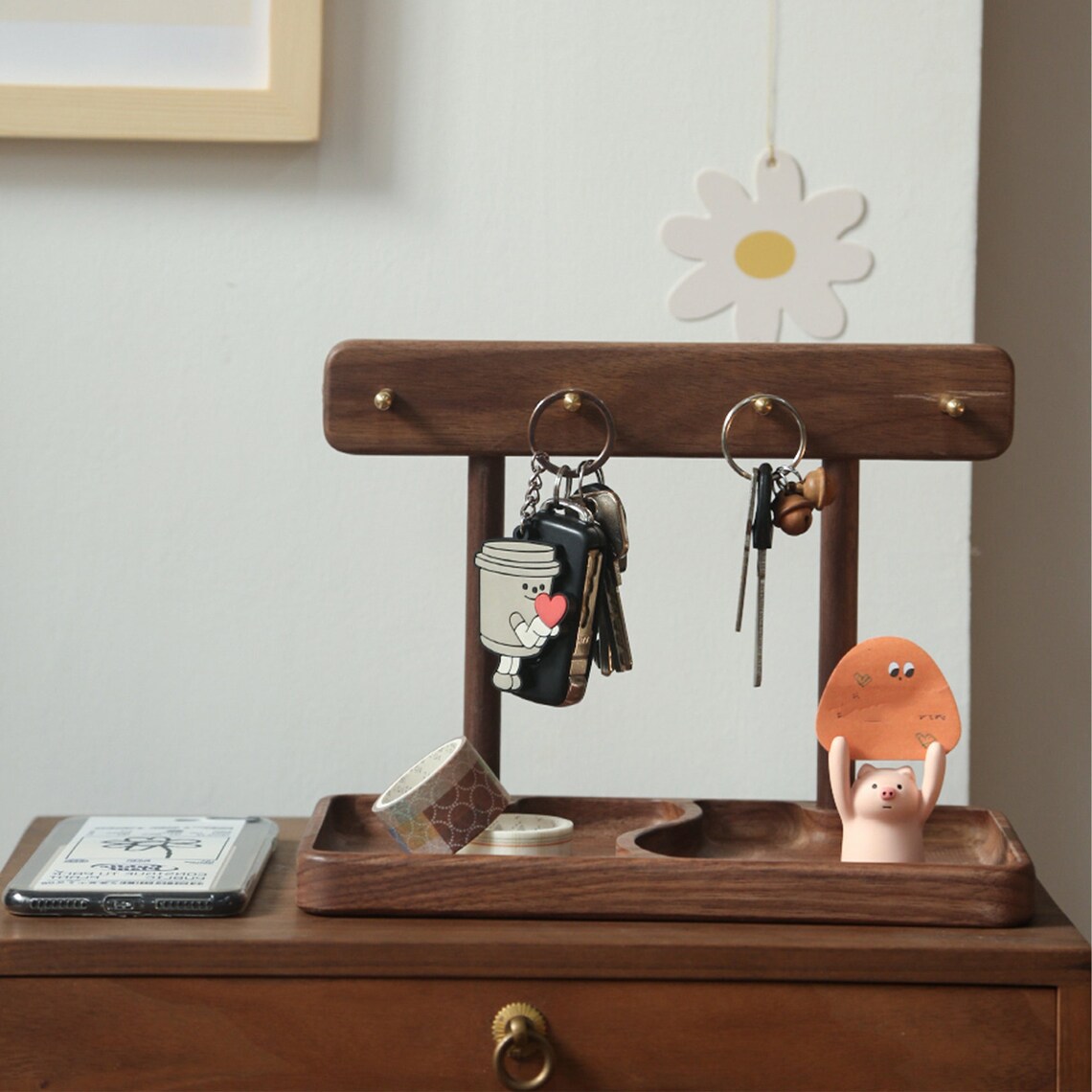 Handmade Walnut Key Tray for Table Wood Key Storage Rack - Etsy