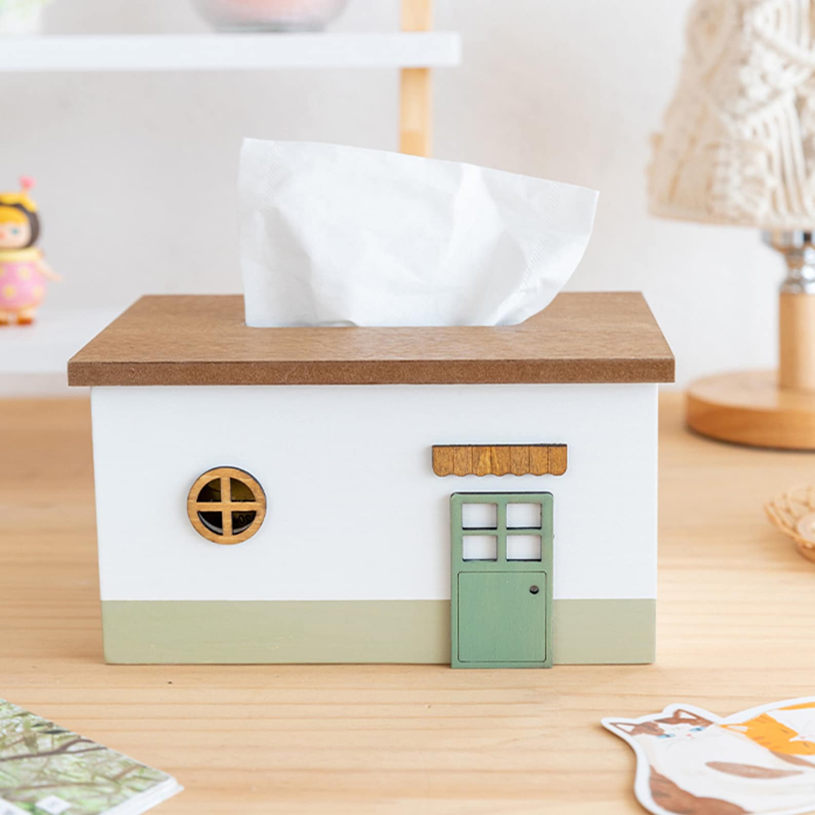 Cute House Tissue Box Cover Wood Tissue Box Rectangle Tissue - Etsy Canada