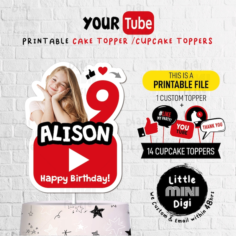 Youtube Cupcake Topper - Etsy