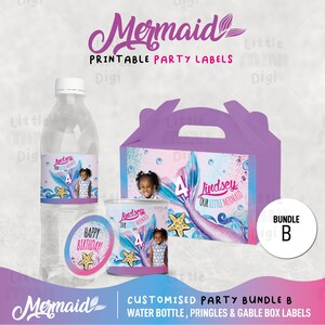 Custom Mermaid-themed Party Printable Labels, Ocean Birthday Party Pack ...