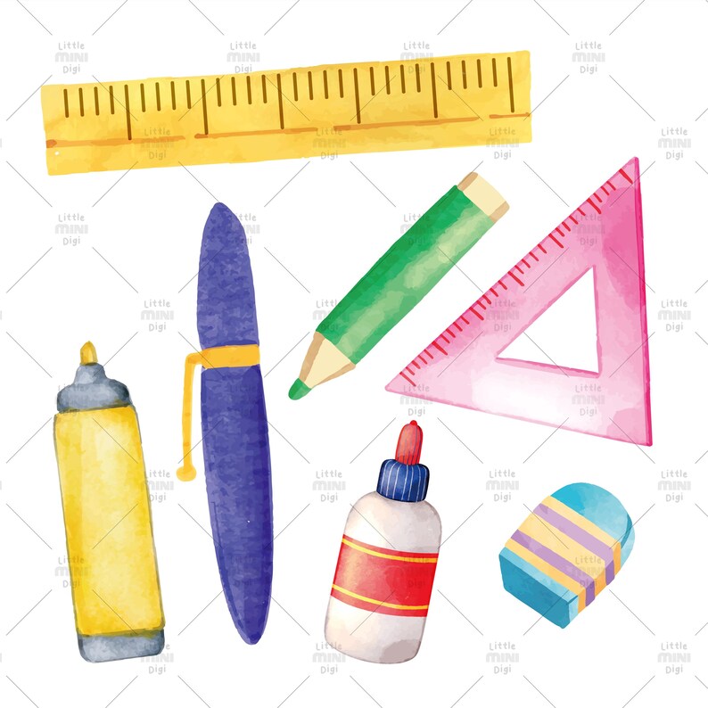 Watercolor Back to School PNG Clipart Bundle Vol. 1 (digital Download ...