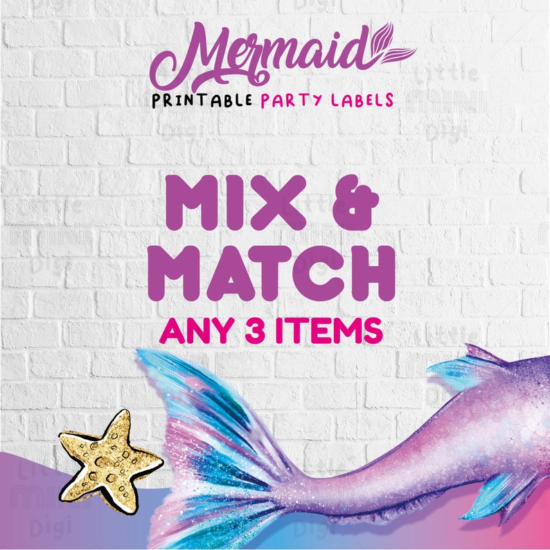 Custom Mermaid-themed Party Printable Labels, Ocean Birthday Party Pack ...