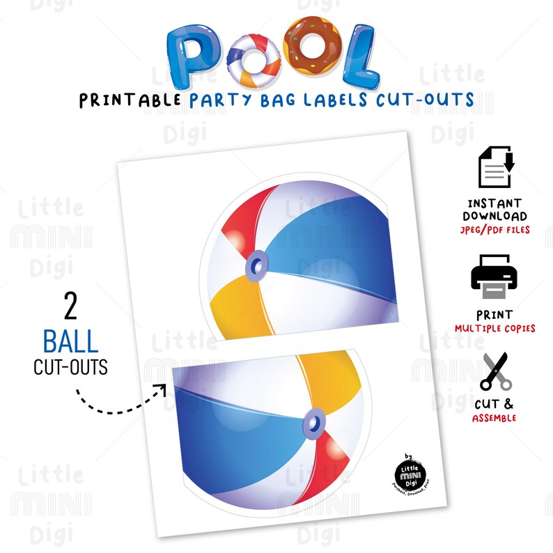 Printable Pool Birthday Party Bag Labels Summer Party Bag - Etsy