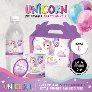 CUSTOM Unicorn Birthday Party Labels, Custom Name & Age, Printable ...
