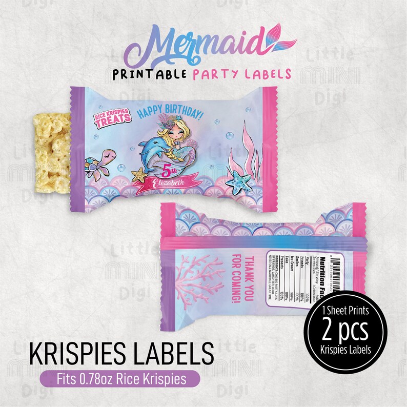 Custom Mermaid-themed Party Printable Labels Ocean Birthday - Etsy