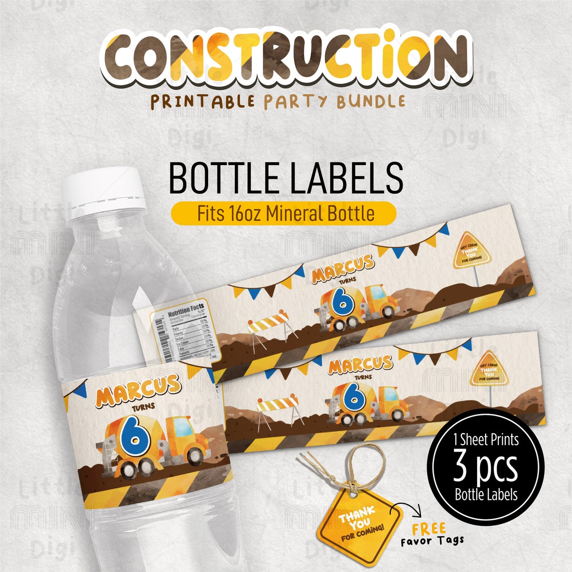 CUSTOM Construction Theme Party Bundle Printable Construction - Etsy