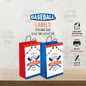 Printable Baseball Theme Party Bag Labels | Instant Download - Etsy