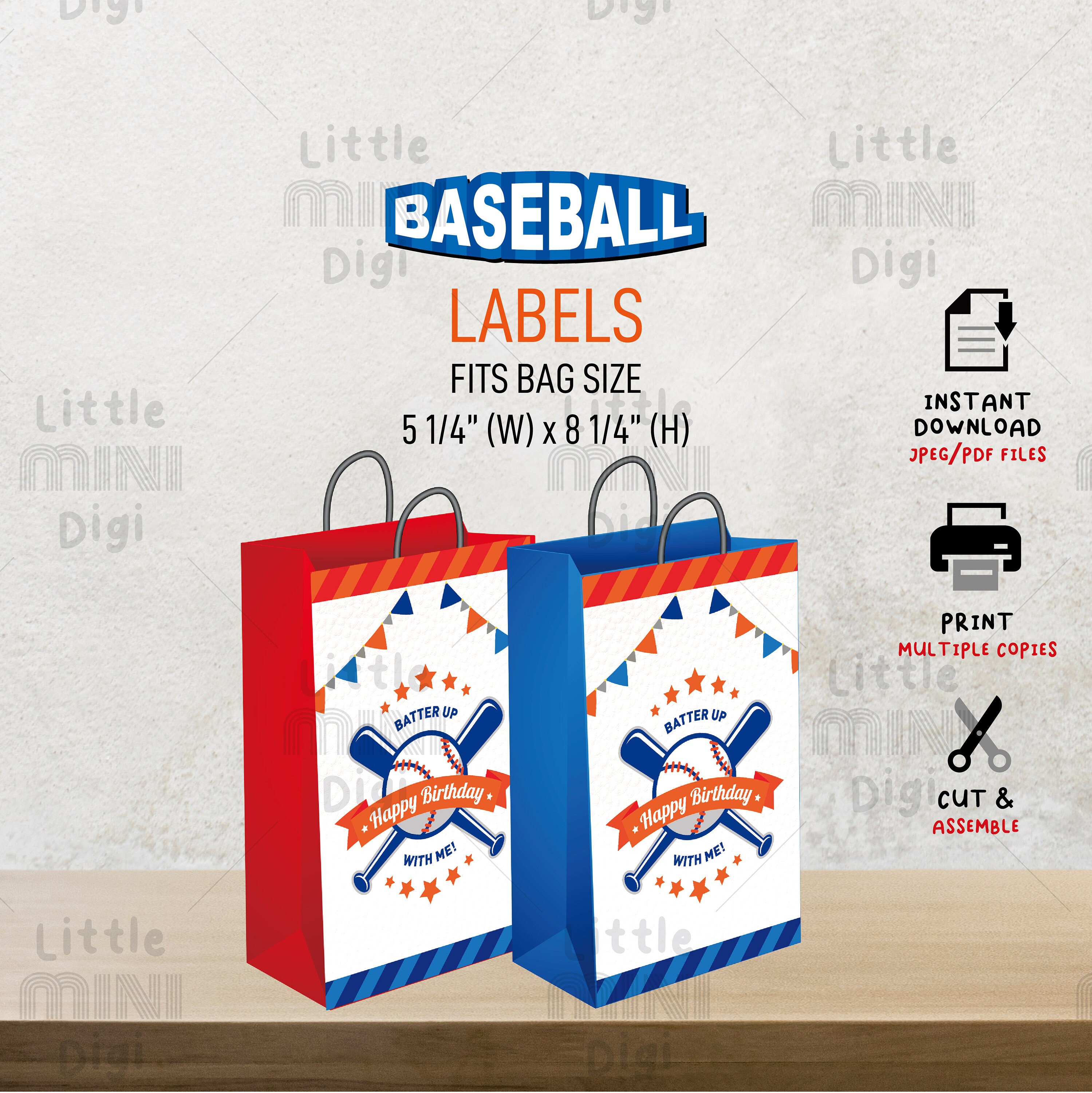 Printable Baseball Theme Party Bag Labels | Instant Download - Etsy