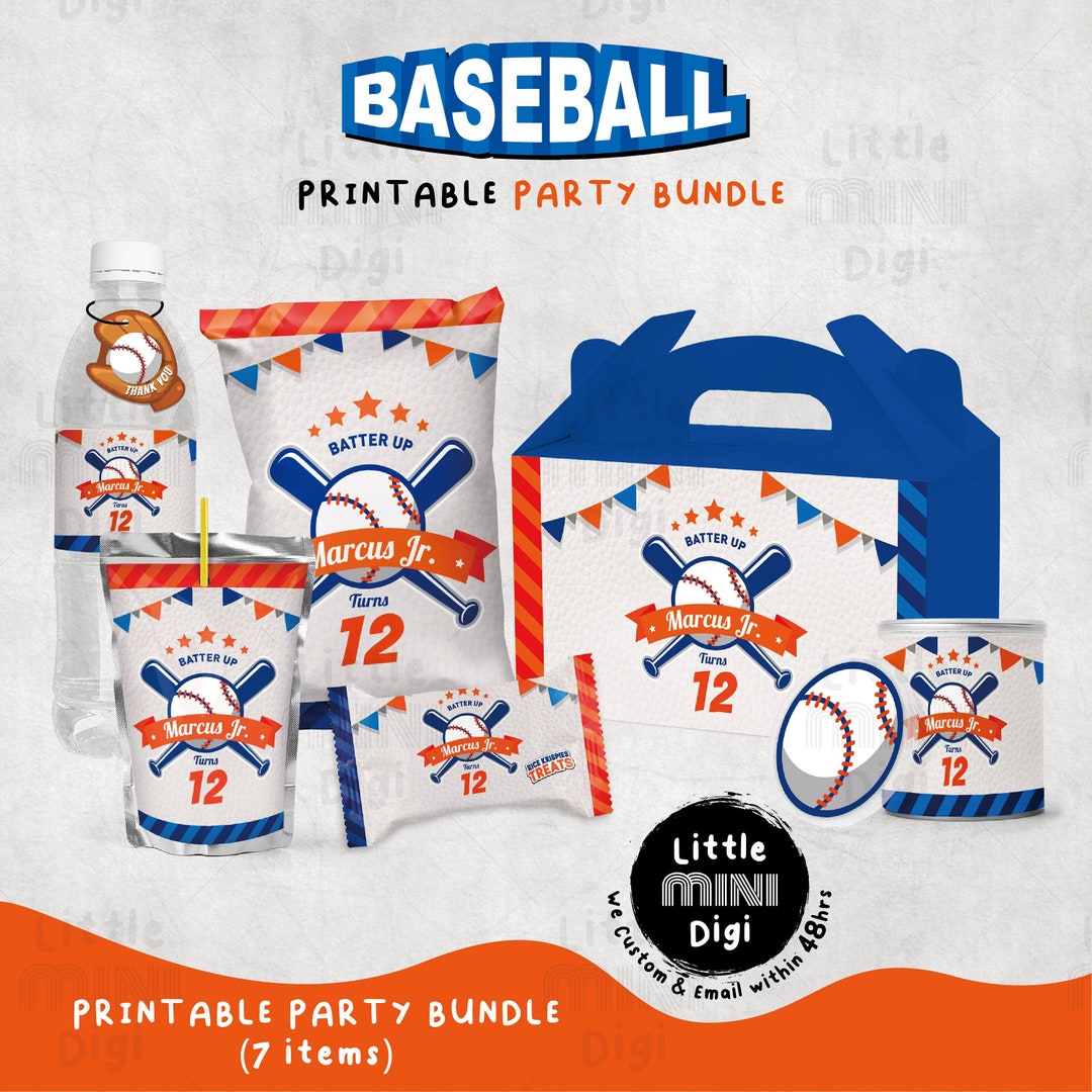 CUSTOM Baseball Theme Party Bundle, Printable Baseball Game Birthday ...